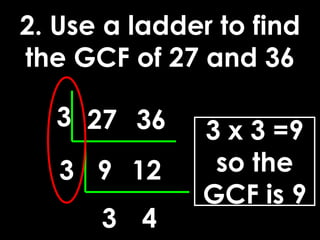 Greatest Common Factor Ladder Method