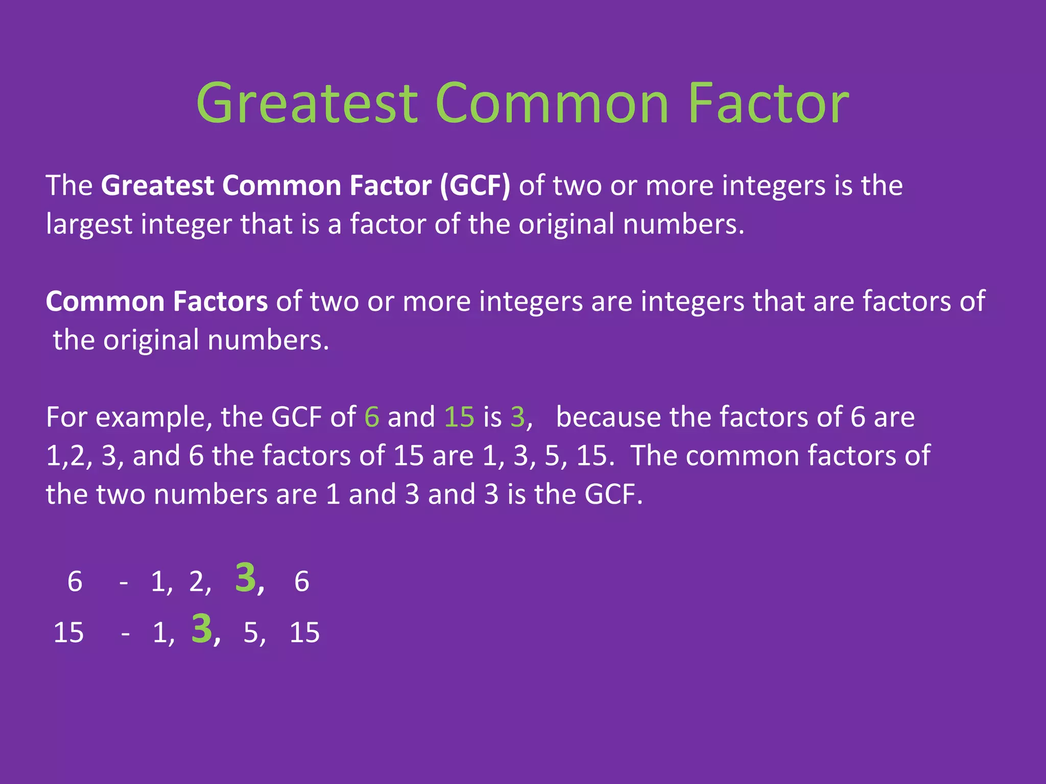Greatest Common Factor Ppt 