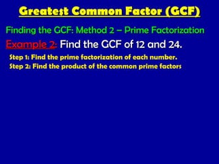 Greatest and Least Common Factors of .ppt