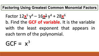 Greatest Common Monimial Factor.pptx | Computing | Technology & Computing