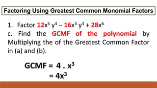 Greatest Common Monimial Factor.pptx | Computing | Technology & Computing