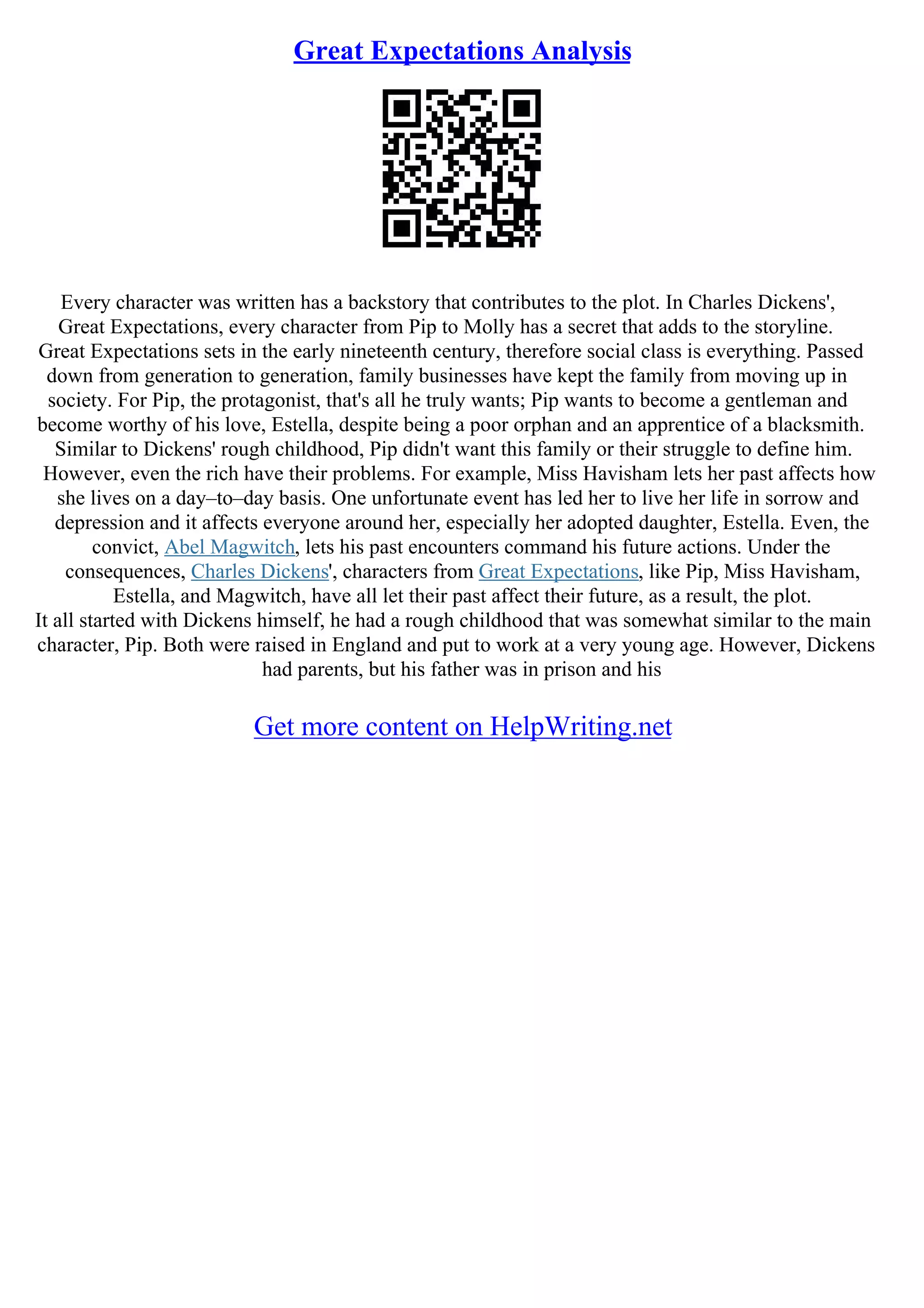 Great Expectations Book Review Essay | PDF