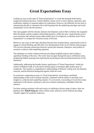 Great Expectations Essay. University of Arkansas Grantham | PDF ...