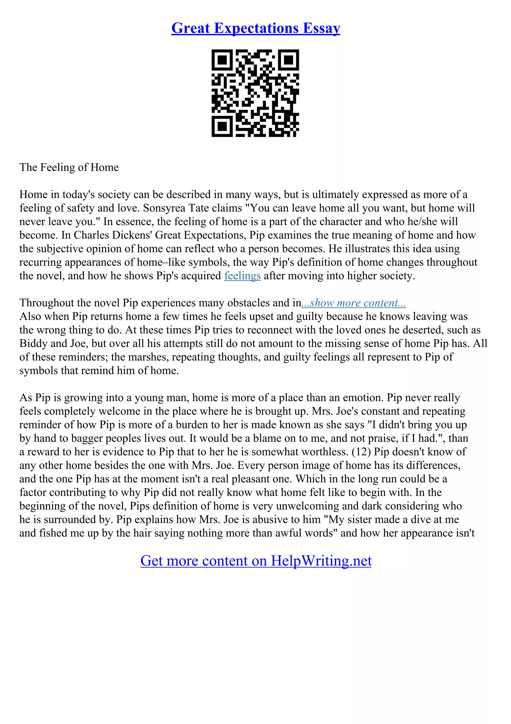 Great Expectations Essay Topics | PDF