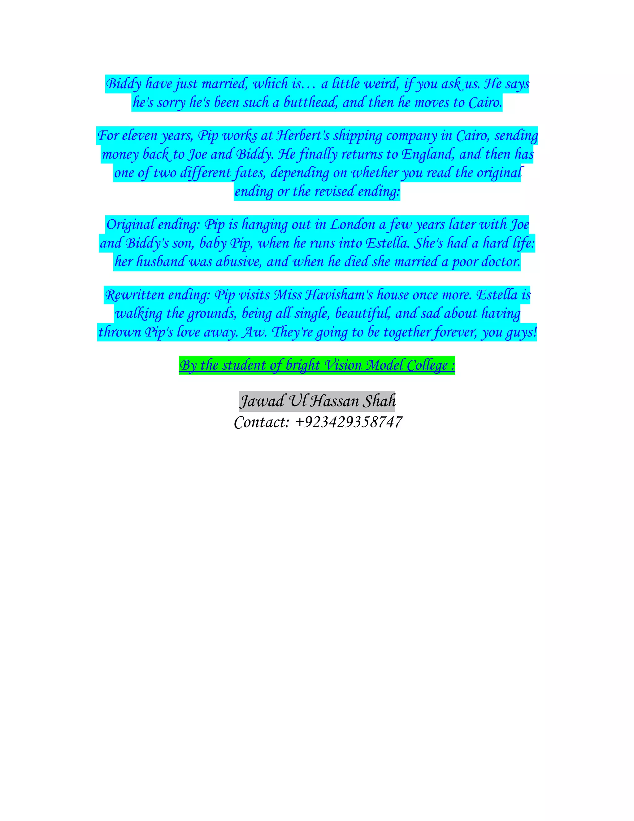 Great expectations summary | PDF