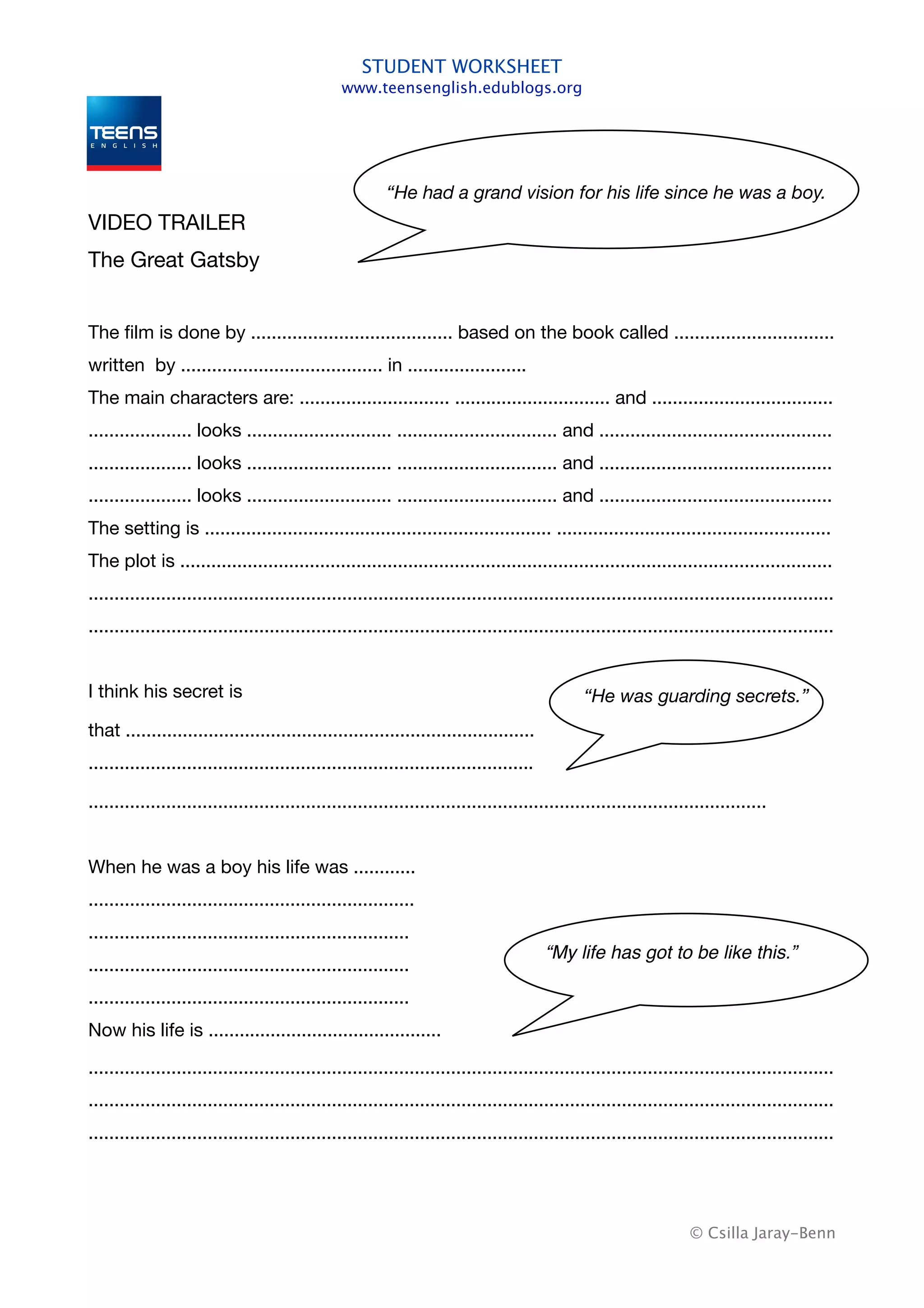 The Great Gatsby worksheet | PDF