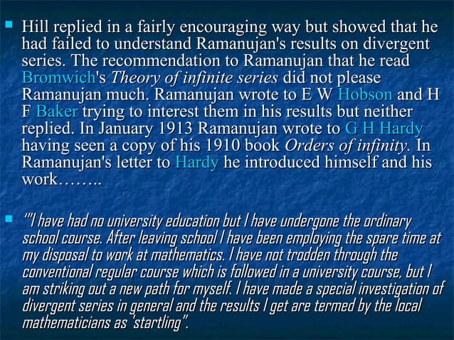 Great indian mathmatician -srinivasan ramanujan | PPT