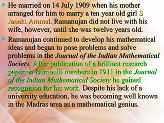 Great indian mathmatician -srinivasan ramanujan | PPT