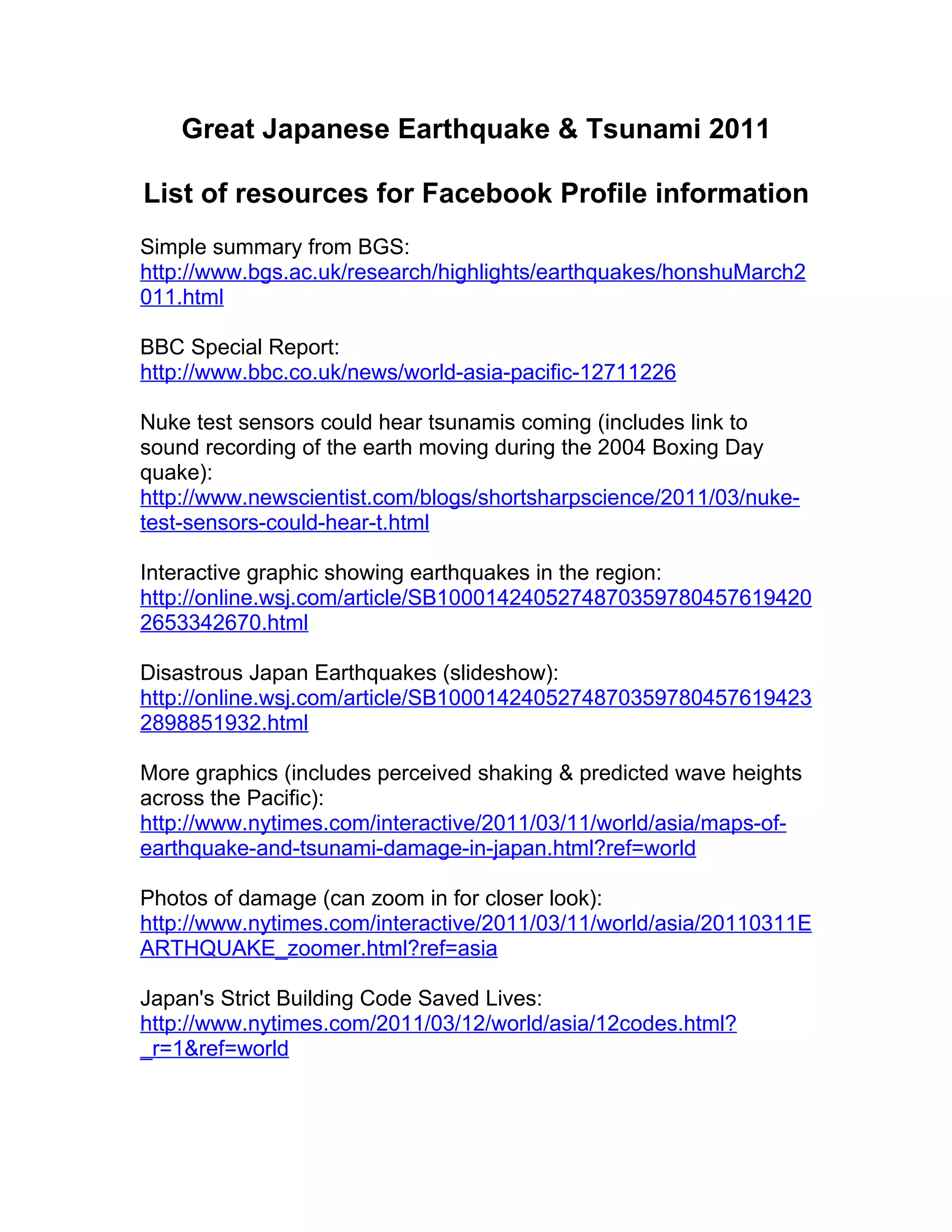 Great japanese earthquake - Resource Sheet - Geography | DOC