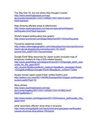 Great japanese earthquake - Resource Sheet - Geography | DOC