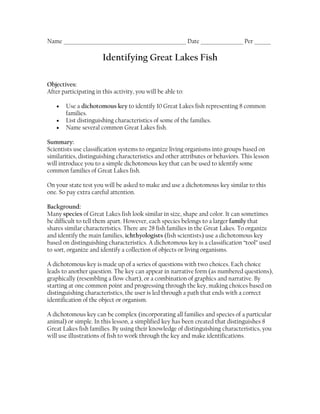 Biology - Great Lake Fish Key Lab | DOC