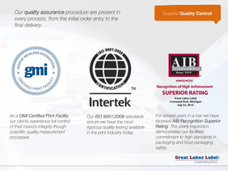 Great Lakes Label Printing Capabilities | PDF