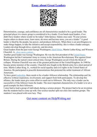 Great Leaders Essay | PDF