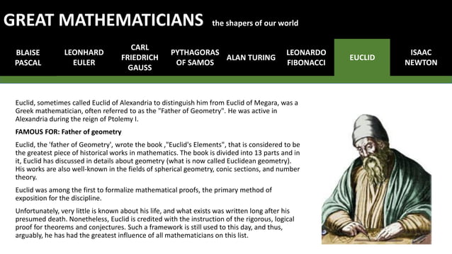 8 Great mathematicians and their inventions