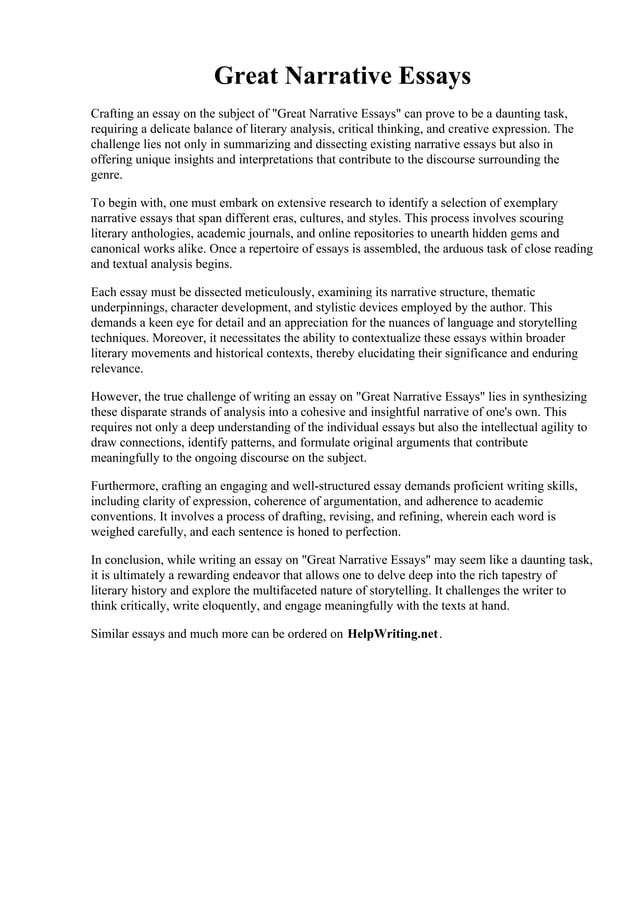 Great Narrative Essays. 13 Best Narrative Essay Examples amp; Templates ...