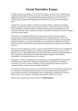 Great Narrative Essays. 13 Best Narrative Essay Examples amp; Templates ...