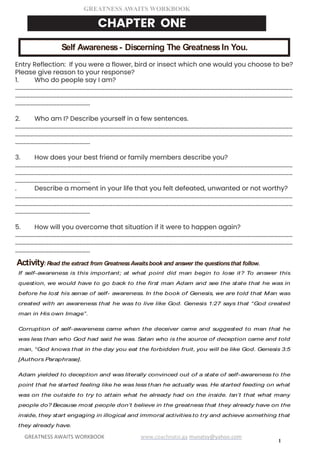 Greatness awaits Workbook | PDF