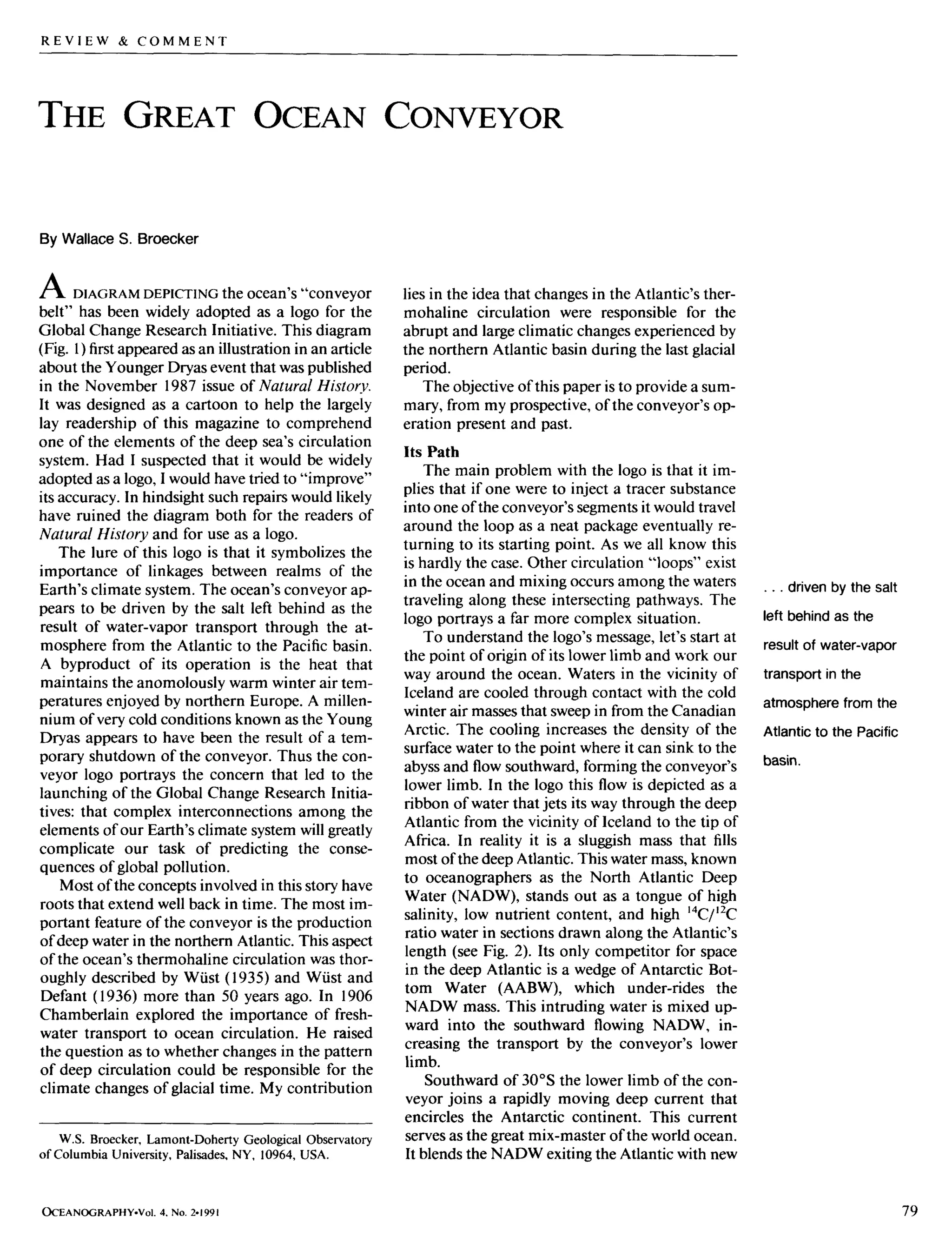 Great ocean conveyor | PDF
