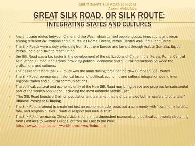 Great Smart Green Silk Road: One Belt, One Road | PPT