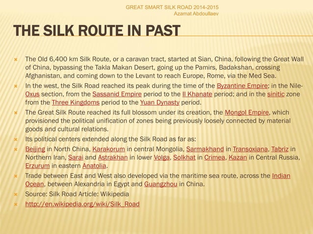 Great Smart Green Silk Road: One Belt, One Road | PPT