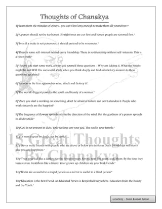 Great thoughts by chanakya 1 | PDF