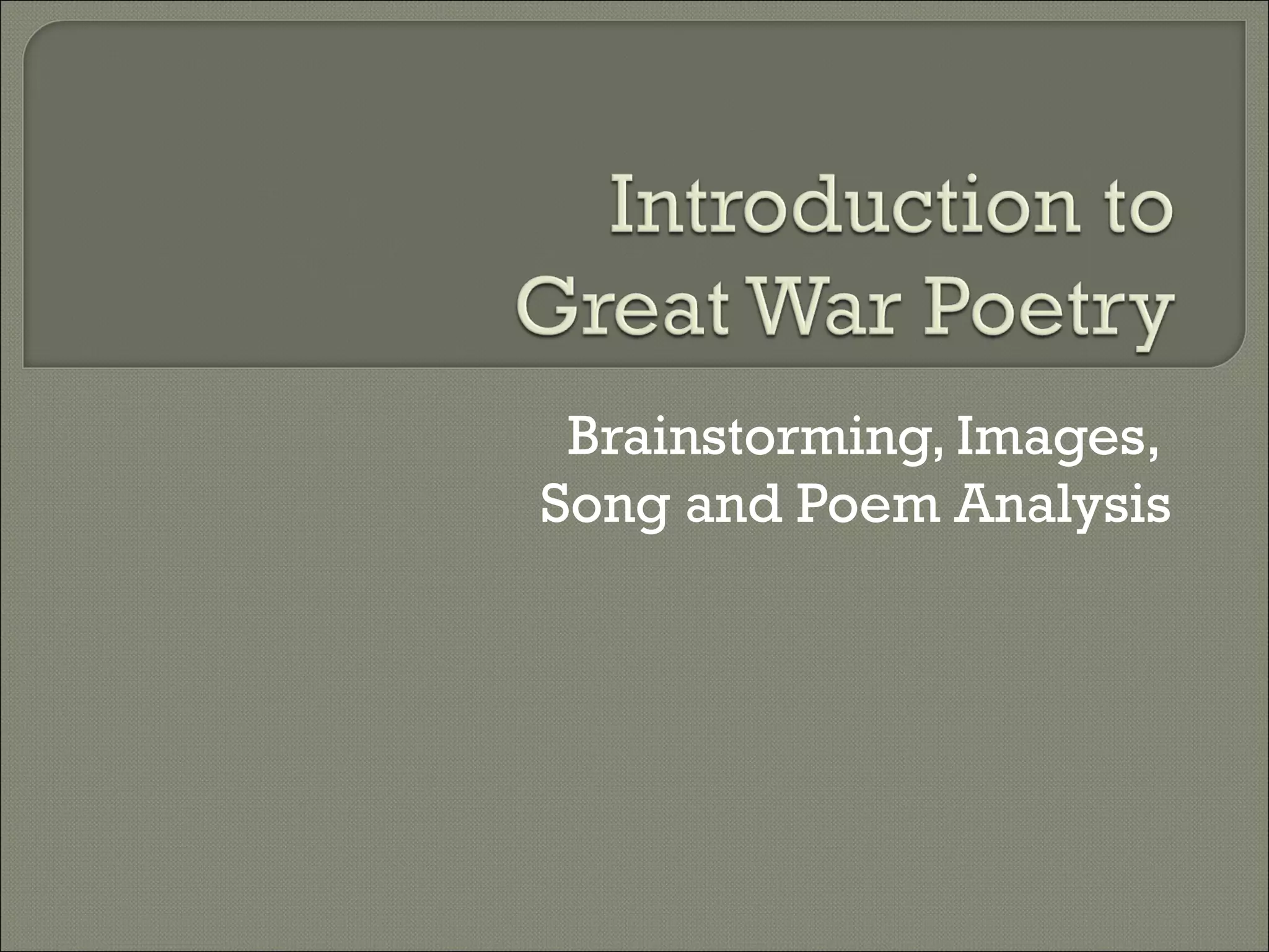 Great War Poetry | PPT