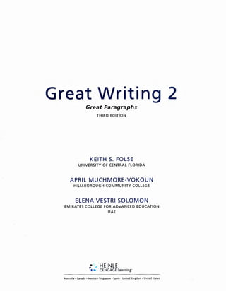 Great writing 2 great paragraphs 3 edition | PDF