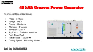 Greaves rental generator | PDF