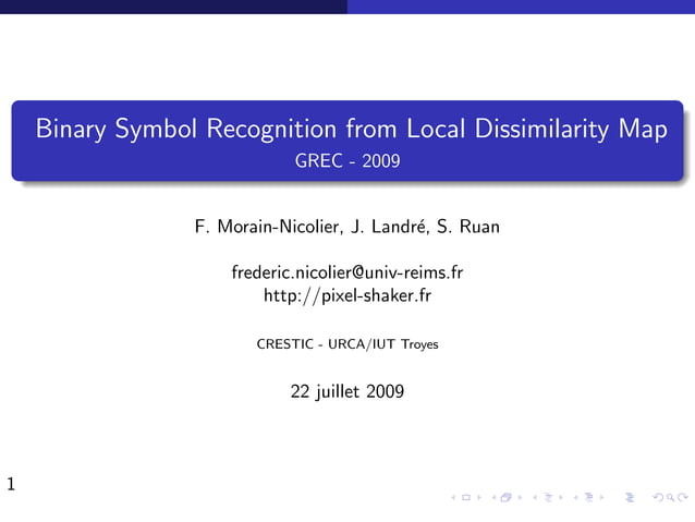 Binary Symbol Recognition from Local Dissimilarity Map | PDF