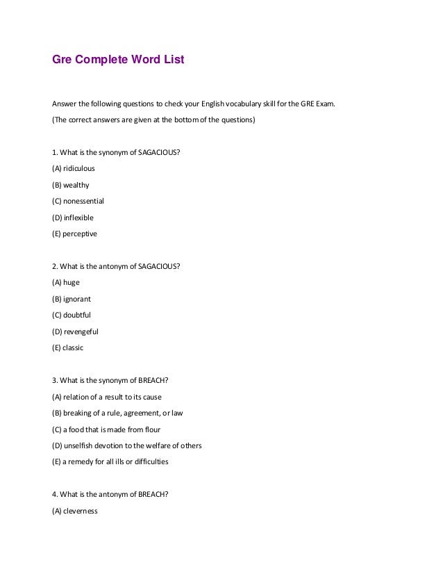 Gre Complete Word List | PDF