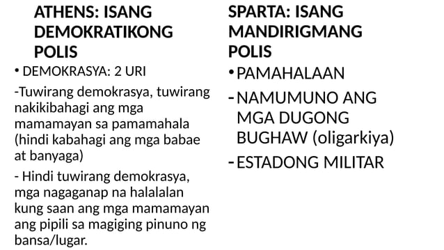 Gresya: Ang mga Lungsod-estado ng Sparta at Athens | PPTX