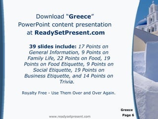 Greece Country PowerPoint Presentation Content | PPT