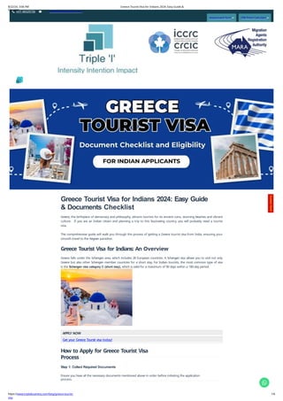 Greece Tourist Visa Documents Requirements for Indian | PDF