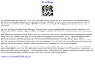 Greed Essays | PPT