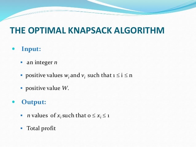 Greedy Algorithm Knapsack Problem