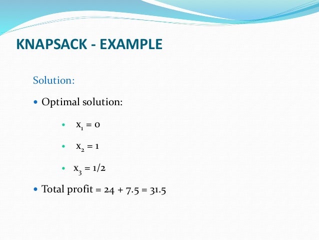 Greedy Algorithm Knapsack Problem