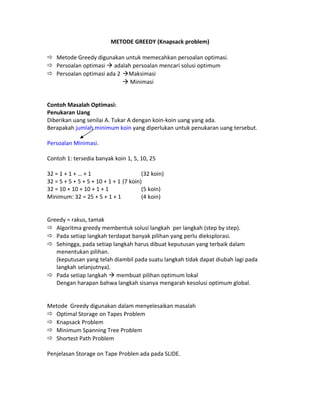 Greedy knapsack | DOC