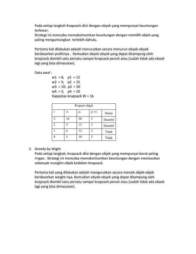 Greedy knapsack | DOC