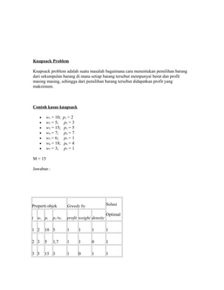Greedy knapsack | DOC