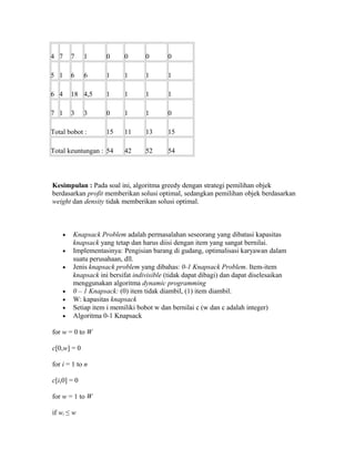 Greedy knapsack | DOC