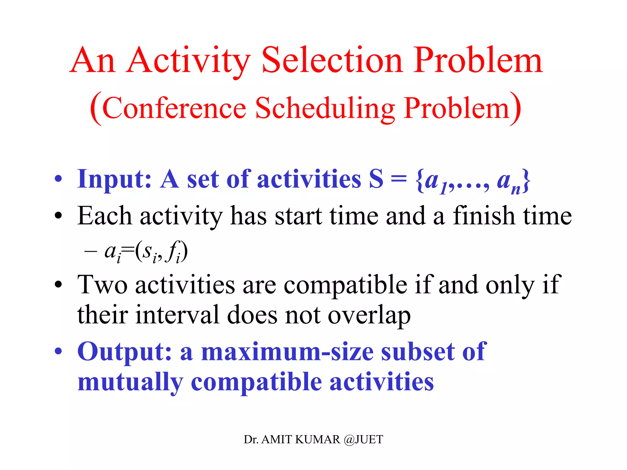 Greedy Algorithm Activity Selection Fractional Ppt