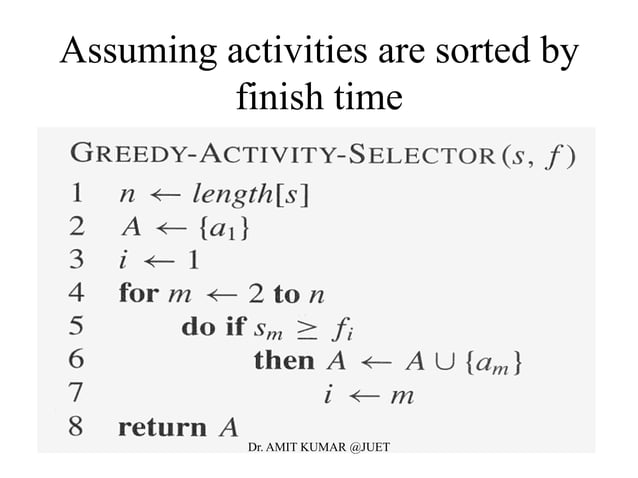 Greedy Algorithm Activity Selection Fractional Ppt 