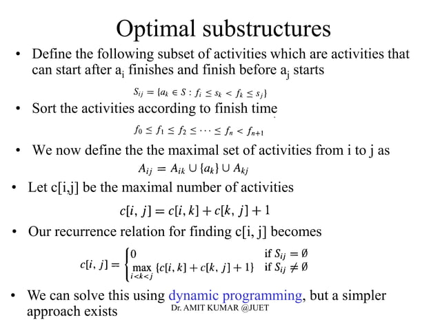 Greedy Algorithm Activity Selection Fractional Ppt