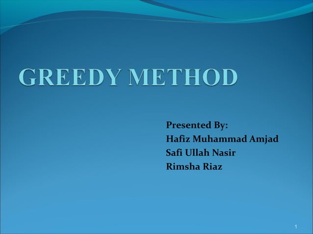 Greedy Algorihm | PPT | Programming Languages | Computing