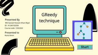 Greedy algorithm technique explained using minimal spanning tree(MST).pptx