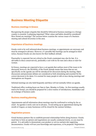 Greeek business culture guide - Learn about Greece | PDF | Business ...