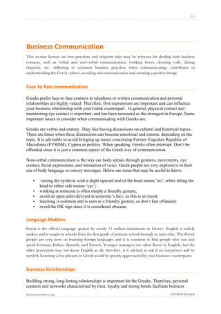Greeek business culture guide - Learn about Greece | PDF