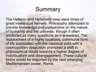 Greek Philosophy and the Hellenistic World | PPT