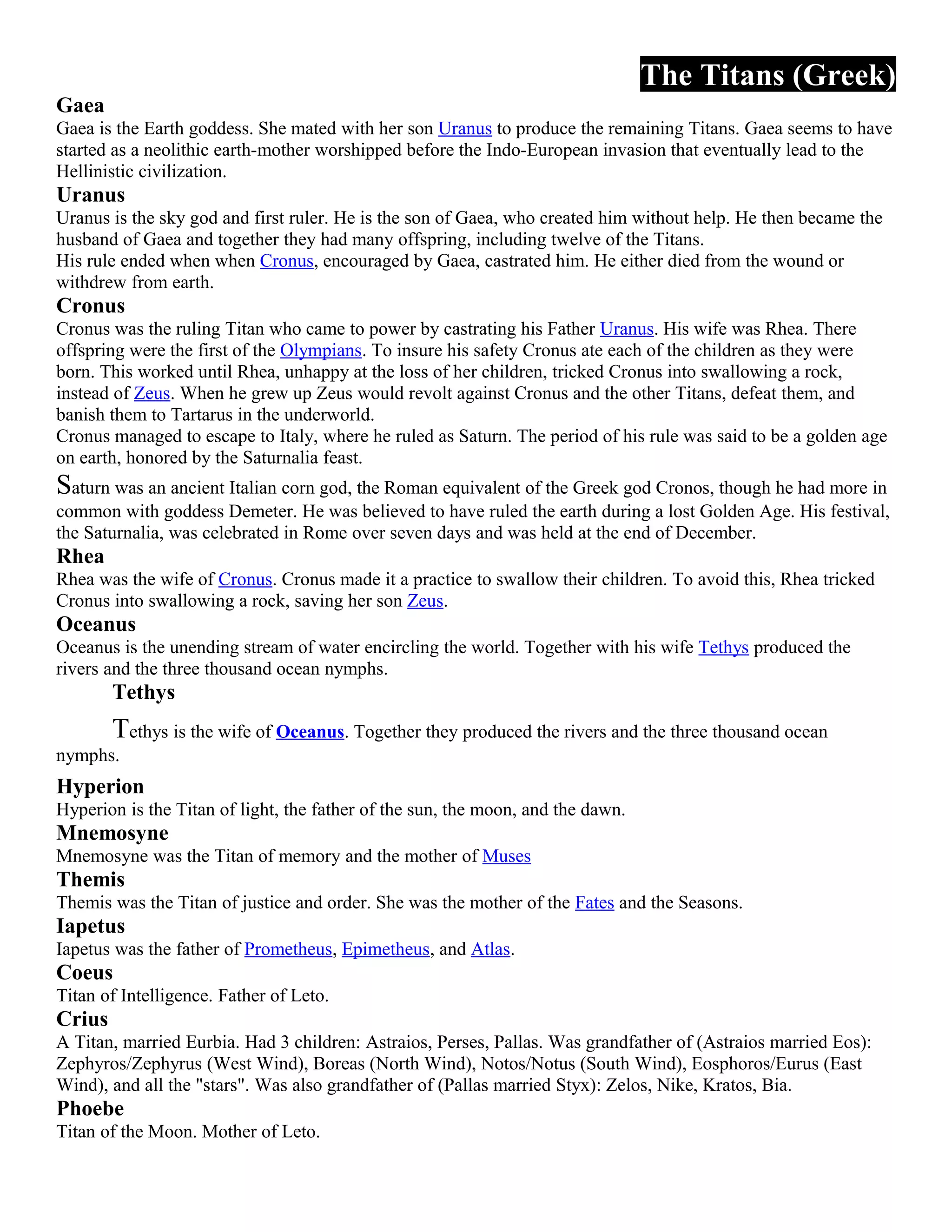 Greek and Roman-gods-goddesses | PDF