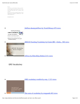Greek and latin root & affixes ppt | PDF